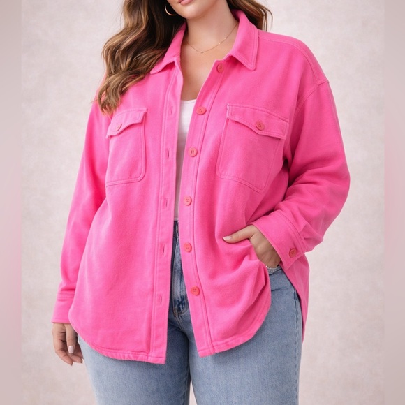 Good American | Jackets & Coats | Good American Hot Pink Button Front ...